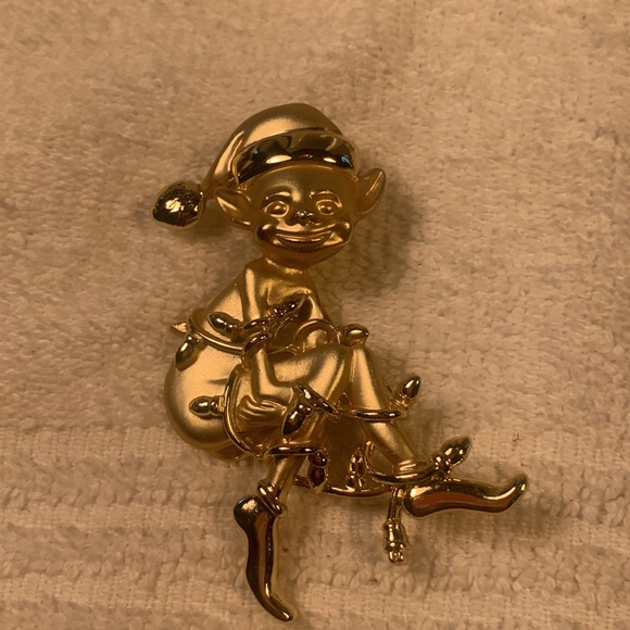 Source Unknown | Jewelry | Vintage Gold Brushed And Smooth Metal Elf ...